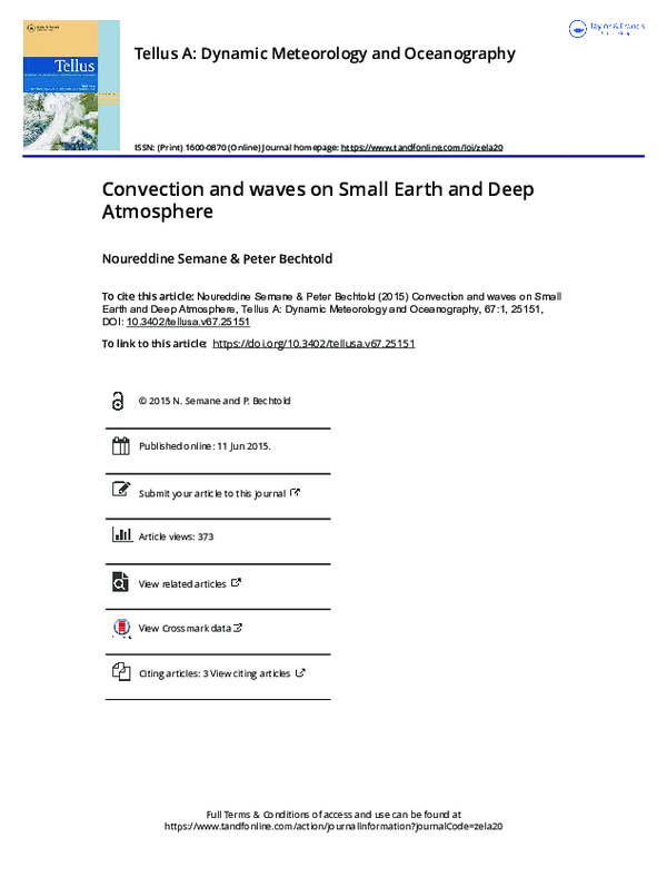 (PDF) Convection and waves on Small Earth and Deep Atmosphere