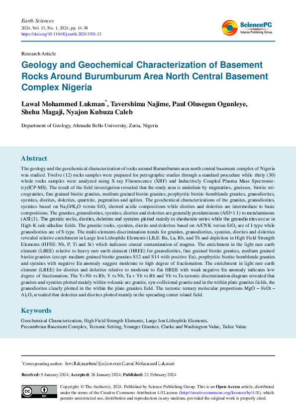 (PDF) Geology and Geochemical Characterization of Basement Rocks Around ...