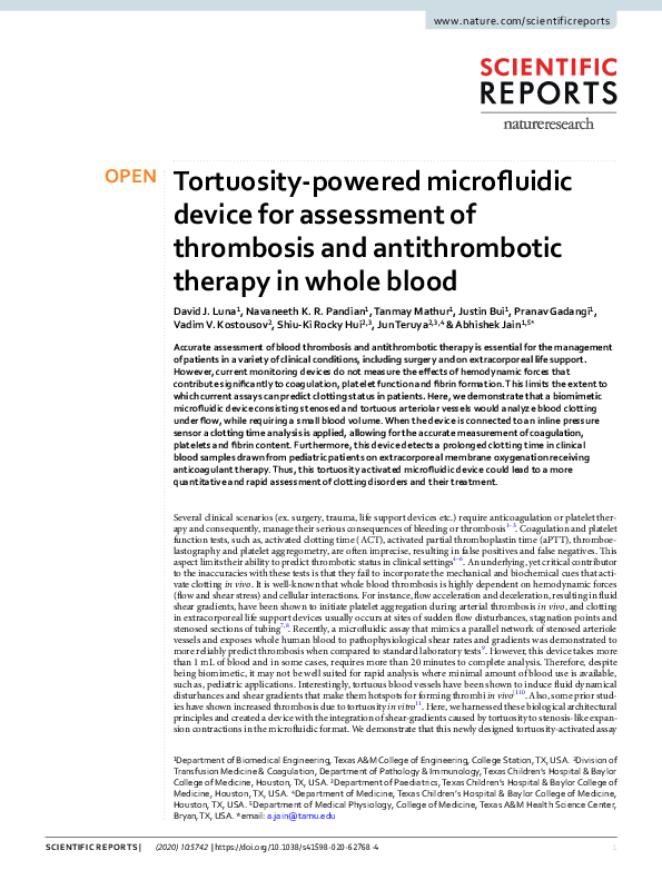 (PDF) Tortuosity-powered microfluidic device for assessment of ...