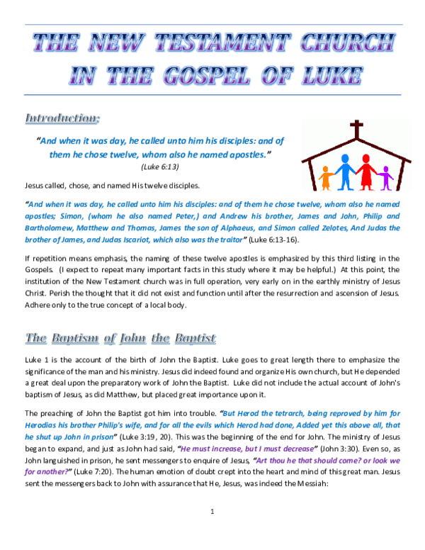 (PDF) The New Testament Church in the Gospel of Luke by Ike Thompson