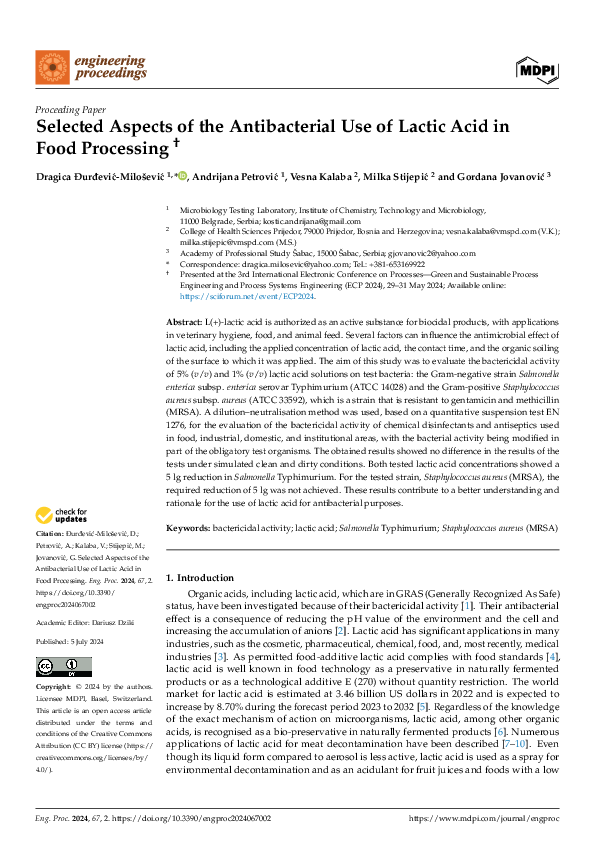 (PDF) Selected Aspects of the Antibacterial Use of Lactic Acid in Food ...
