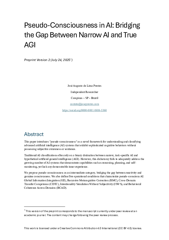 (PDF) Pseudo-Consciousness in AI: Bridging the Gap Between Narrow AI ...