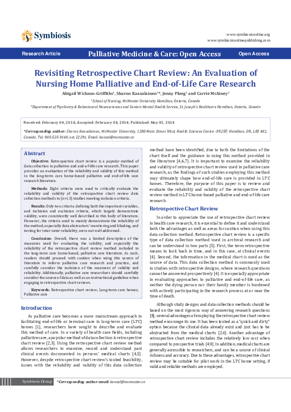 (PDF) Revisiting Retrospective Chart Review: An Evaluation of Nursing ...