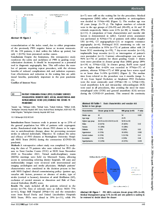 (PDF) 60 Patent foramen ovale (pfo) closure service evaluation: remote ...