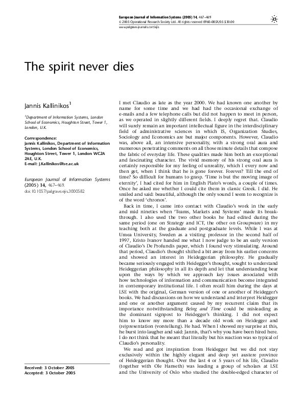 (PDF) The spirit never dies