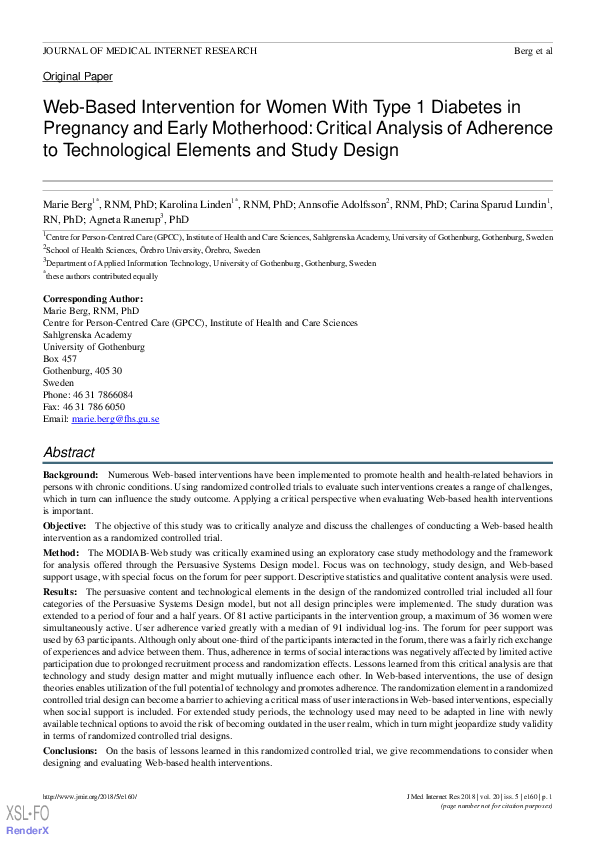 (PDF) Web-Based Intervention for Women With Type 1 Diabetes in ...