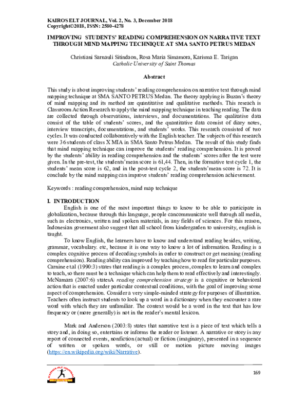 (PDF) Improving Studentsâ€™ Reading Comprehension on Narrative Text ...