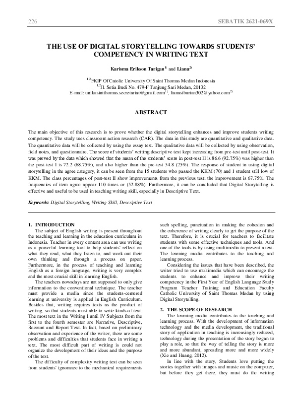(pdf) The Use Of Digital Storytelling Towards Students’ Competency In