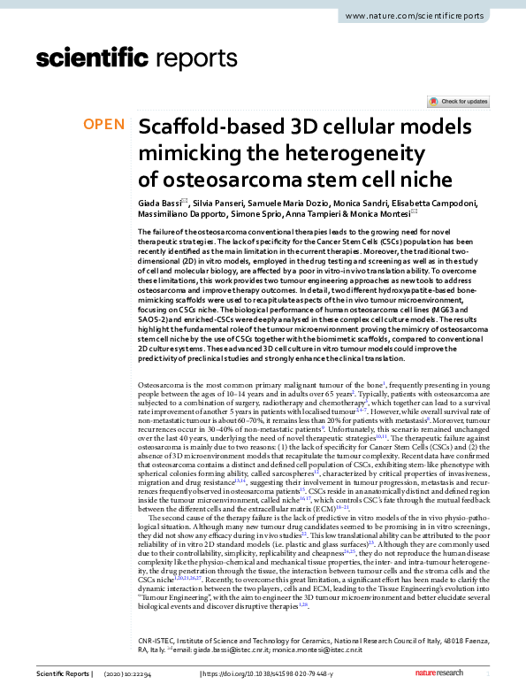 (PDF) Scaffold-based 3D cellular models mimicking the heterogeneity of ...