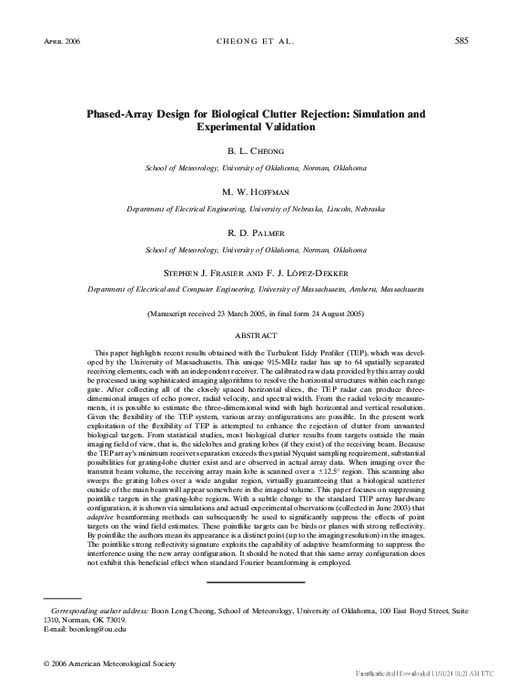 (PDF) Phased-Array Design for Biological Clutter Rejection: Simulation ...