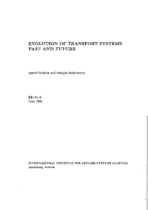 (PDF) Evolution of Transport Systems: Past and Future