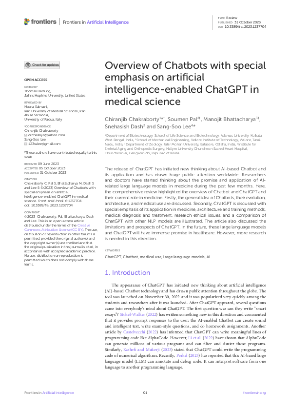 (PDF) Overview of Chatbots with special emphasis on artificial ...