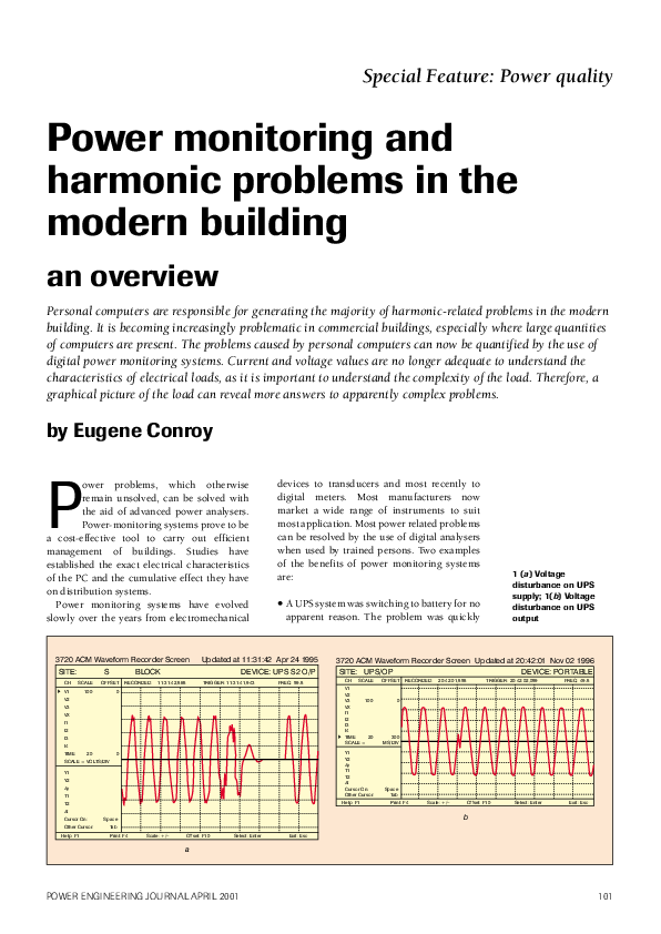 (PDF) Power monitoring and harmonic problems in the modern building