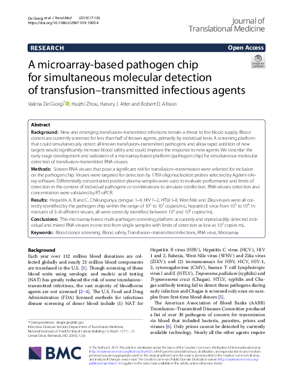 (PDF) A microarray-based pathogen chip for simultaneous molecular ...