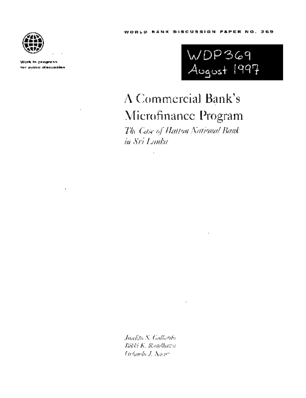 (PDF) A commercial bank's microfinance program