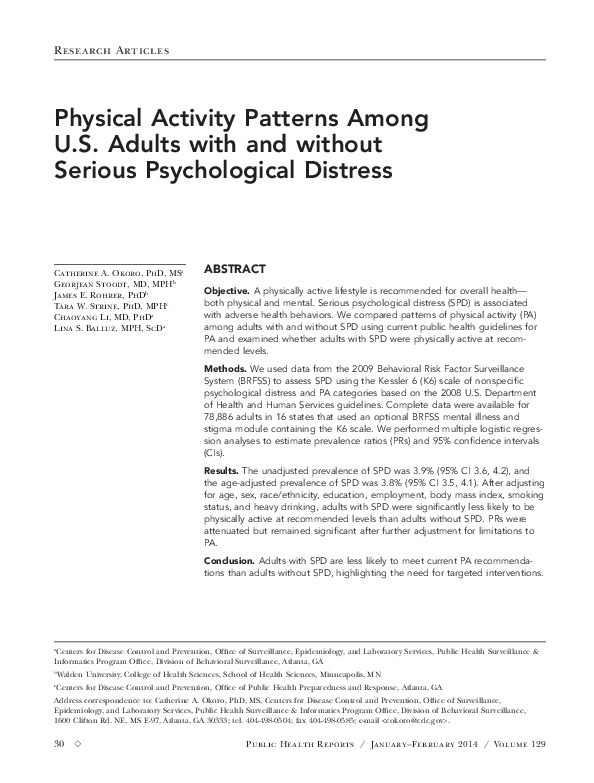 (PDF) Physical Activity Patterns among U.S. Adults with and without ...