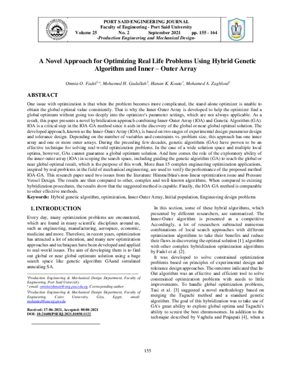 (PDF) A Novel Approach for Optimizing Real Life Problems Using Hybrid Genetic Algorithm and ...