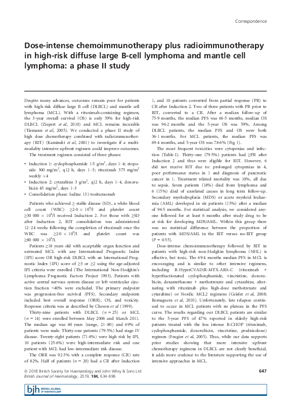 (PDF) Dose‐intense chemoimmunotherapy plus radioimmunotherapy in high ...
