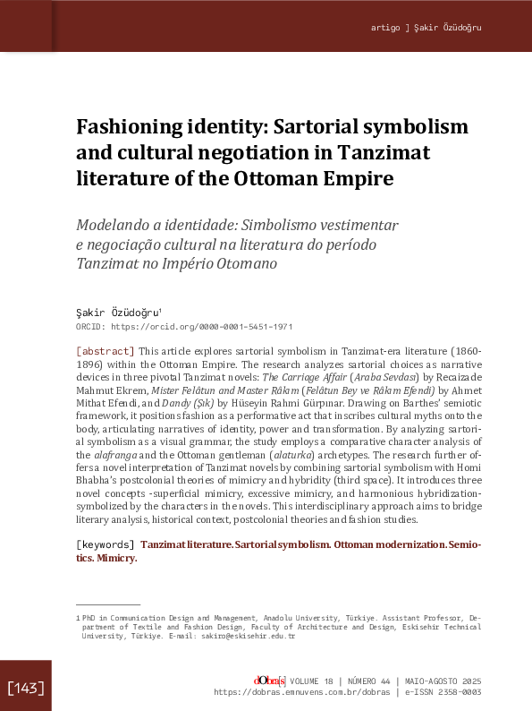 (PDF) Fashioning identity: Sartorial symbolism and cultural negotiation ...