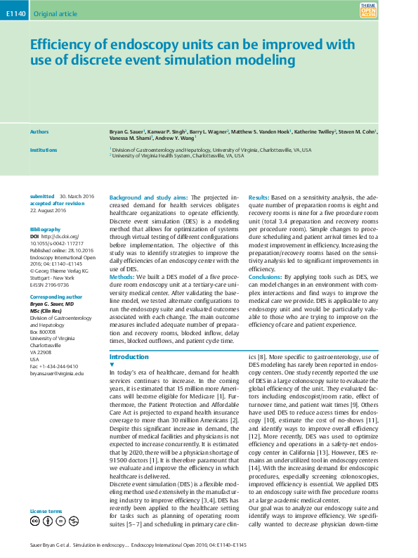 (PDF) Efficiency of endoscopy units can be improved with use of ...