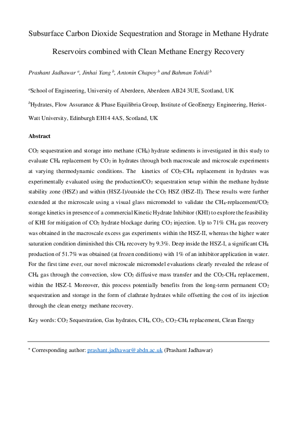 (PDF) Subsurface Carbon Dioxide Sequestration and Storage in Methane ...