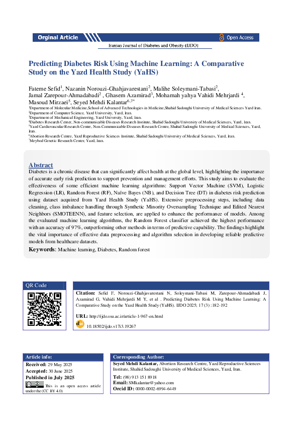 (PDF) Predicting Diabetes Risk Using Machine Learning: A Comparative ...