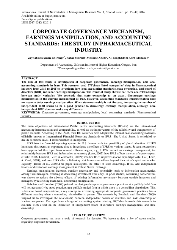 (PDF) Corporate Governance Mechanism, Earnings Manipulation, and ...