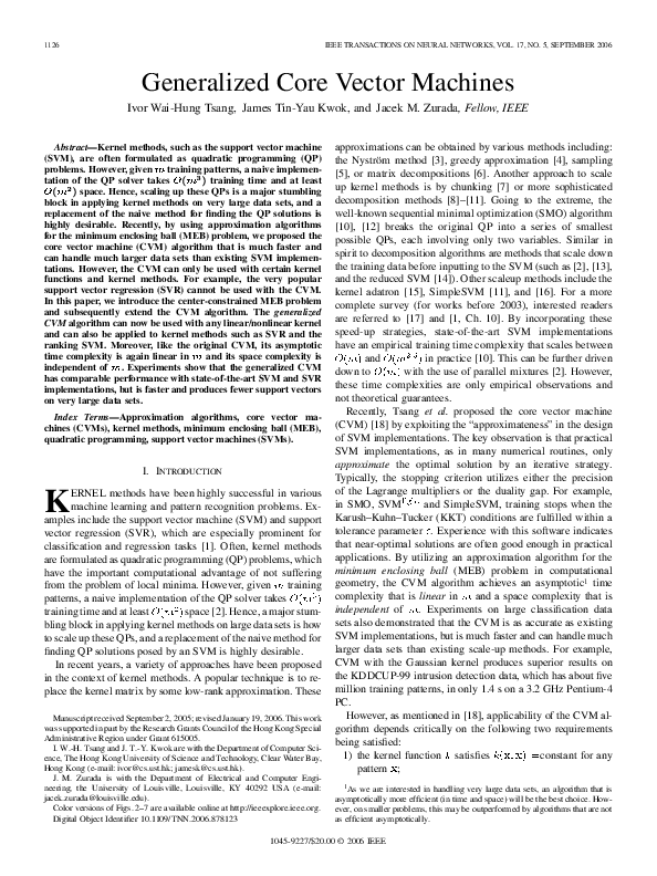 (PDF) Generalized Core Vector Machines