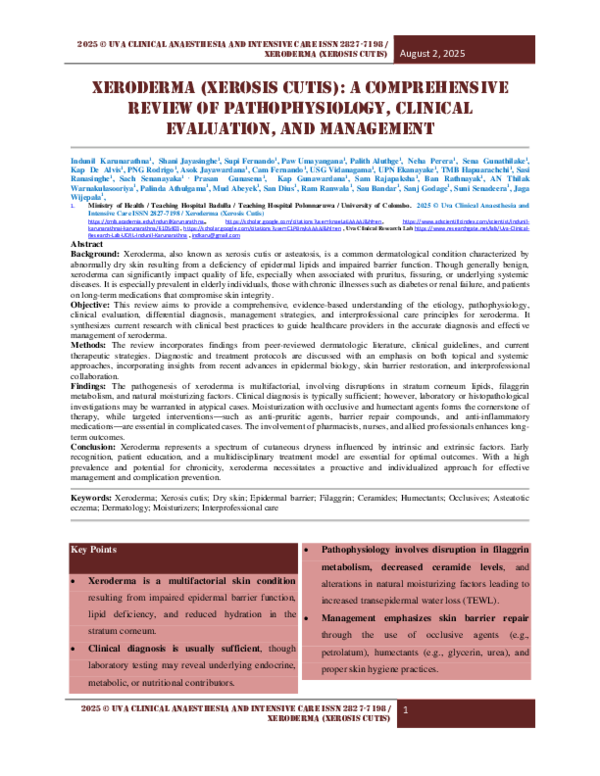 (PDF) Xeroderma (Xerosis Cutis) A Comprehensive Review of ...