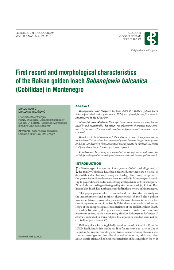 (PDF) First record and morphological characteristics of the Balkan ...