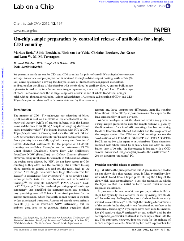 (PDF) On-chip sample preparation by controlled release of antibodies ...