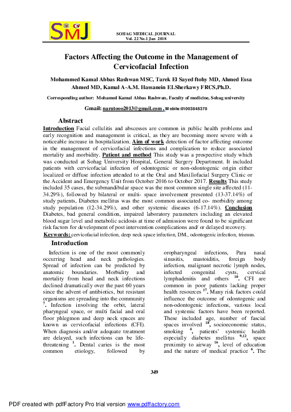 (PDF) Factors Affecting the Outcome in the Management of Cervicofacial ...