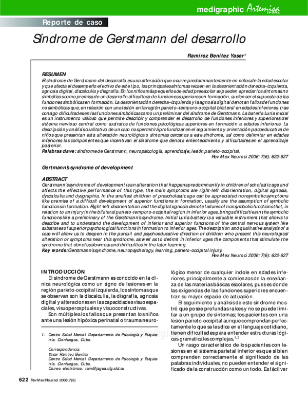 (PDF) Síndrome de Gerstmann del desarrollo