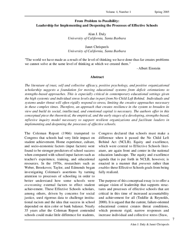 (PDF) From Problem to Possibility: Leadership for Implementing and ...