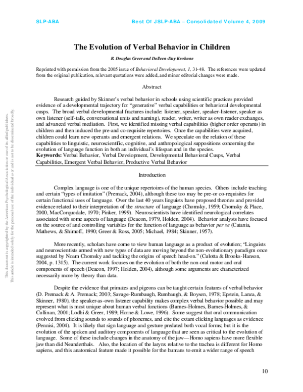 (PDF) The evolution of verbal behavior in children