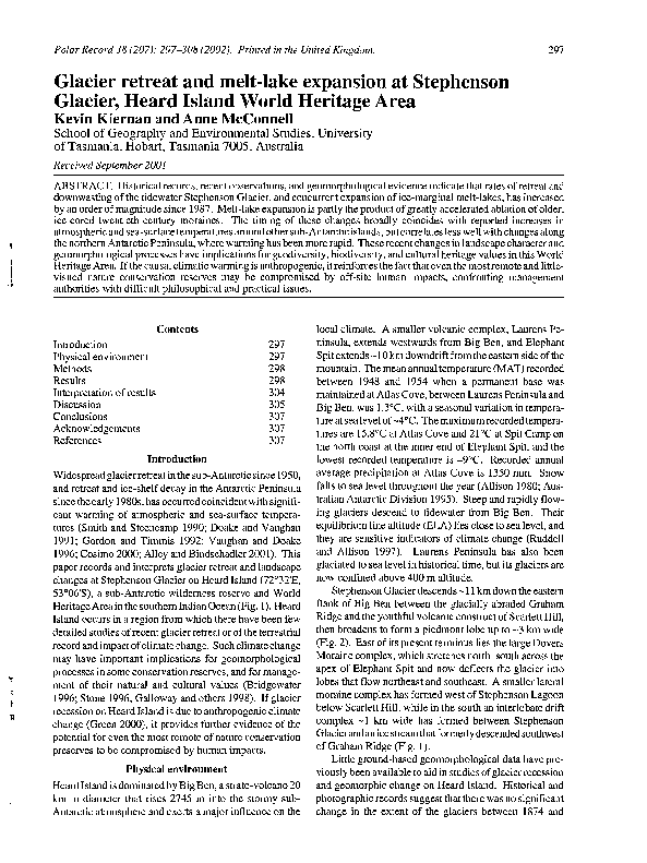 (PDF) Glacier retreat and melt-lake expansion at Stephenson Glacier ...
