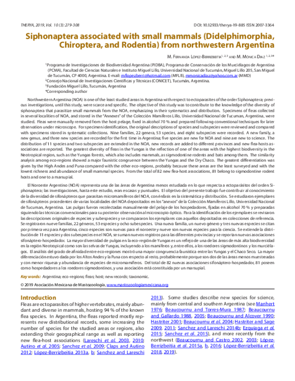 (PDF) Siphonaptera associated with small mammals (Didelphimorphia ...