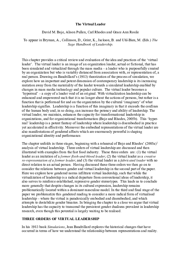 (PDF) The Virtual leader