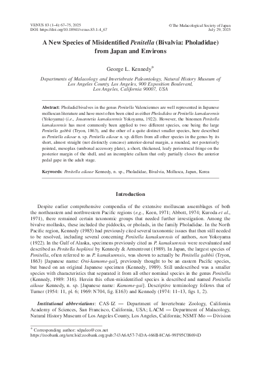 (PDF) A New Species of Misidentified Penitella (Bivalvia: Pholadidae ...