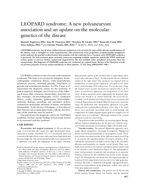 (PDF) LEOPARD syndrome: a new polyaneurysm association and an update on ...