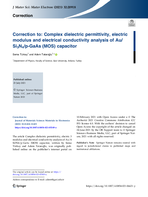 (PDF) Correction to: Complex dielectric permittivity, electric modulus ...