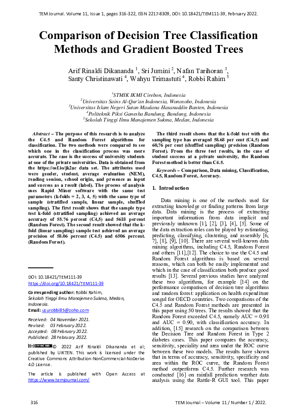 (PDF) Comparison of Decision Tree Classification Methods and Gradient ...