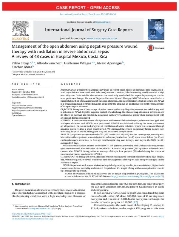 (PDF) Management of the Open Abdomen using Negative Pressure Wound ...