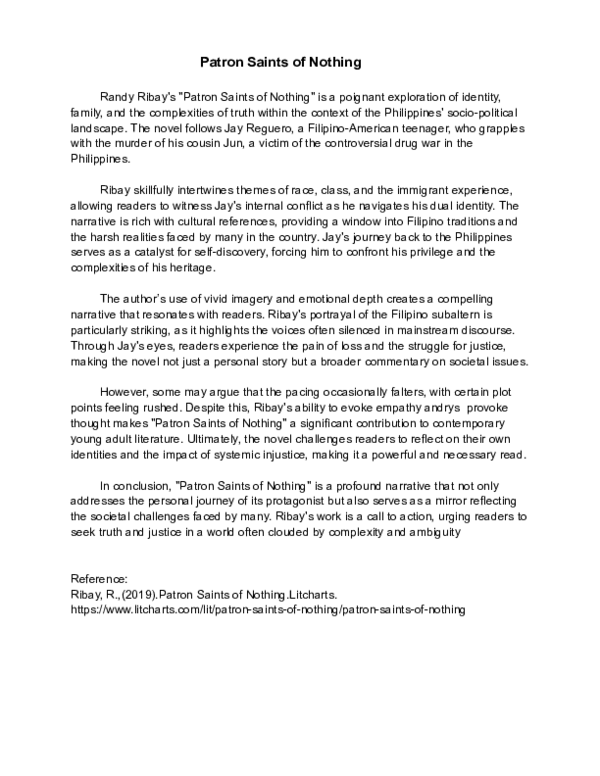 (PDF) Patron Saints of Nothing