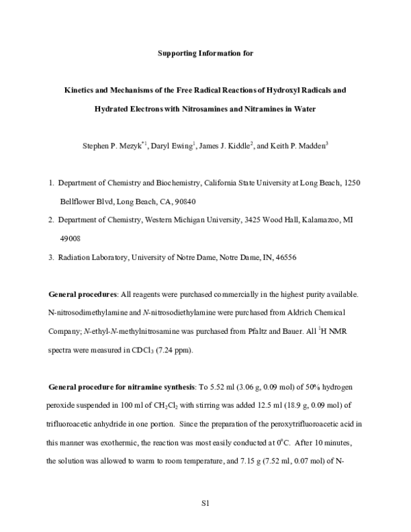 (PDF) Kinetics and Mechanisms of the Reactions of Hydroxyl Radicals and ...