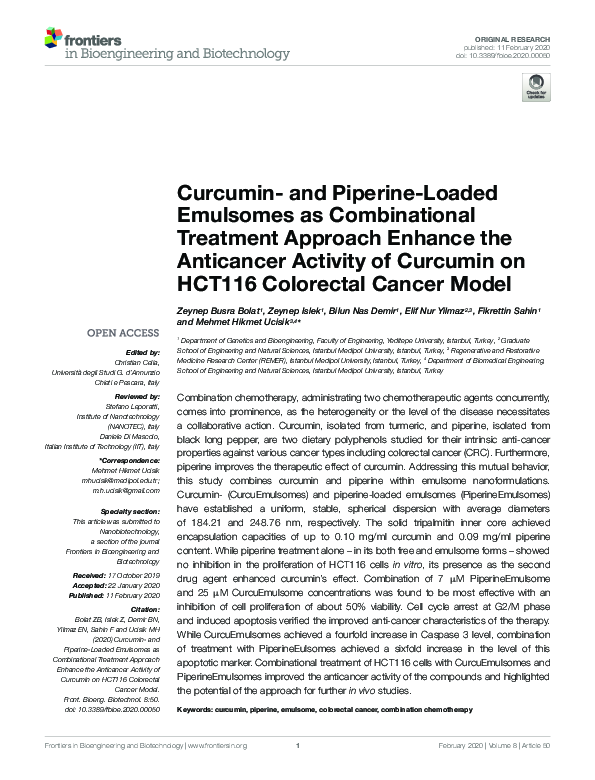 (PDF) Curcumin- and Piperine-Loaded Emulsomes as Combinational ...