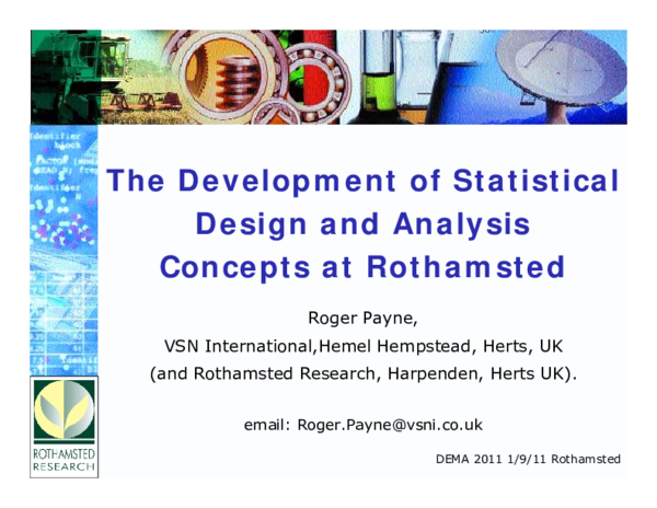 (PDF) The Development of Statistical Design and Analysis Concepts at ...