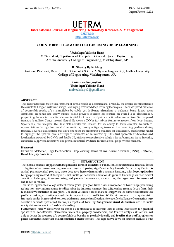 (PDF) COUNTERFEIT LOGO DETECTION USING DEEP LEARNING