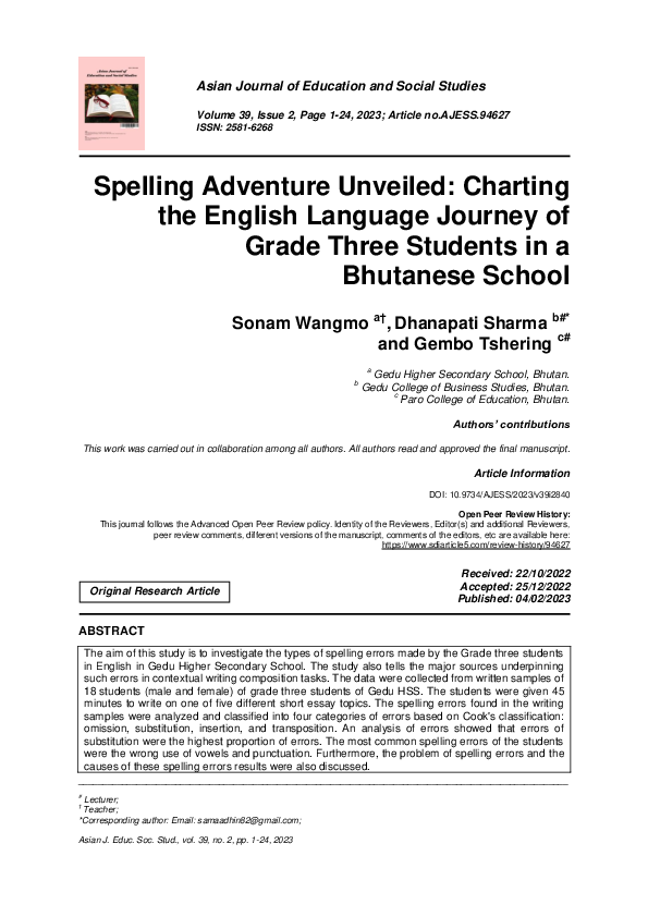 (PDF) Spelling Adventure Unveiled: Charting the English Language ...