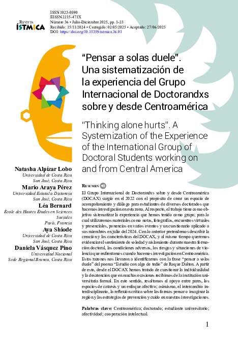 (PDF) “Pensar a solas duele”. Una sistematización de la experiencia del ...